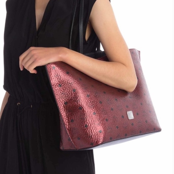 MCM | Bags | Mcm Medium Spot Visetos Shopper Tote Bag Scooter Red ...